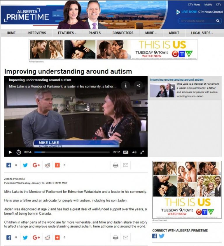 CTV Alberta Primetime Story on Mike and Jaden - Hon. Mike Lake, PC, MP ...